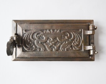 Vintage Cast Iron Wood Fired Oven Door, Furnace Door, Rustic Oven Door ...