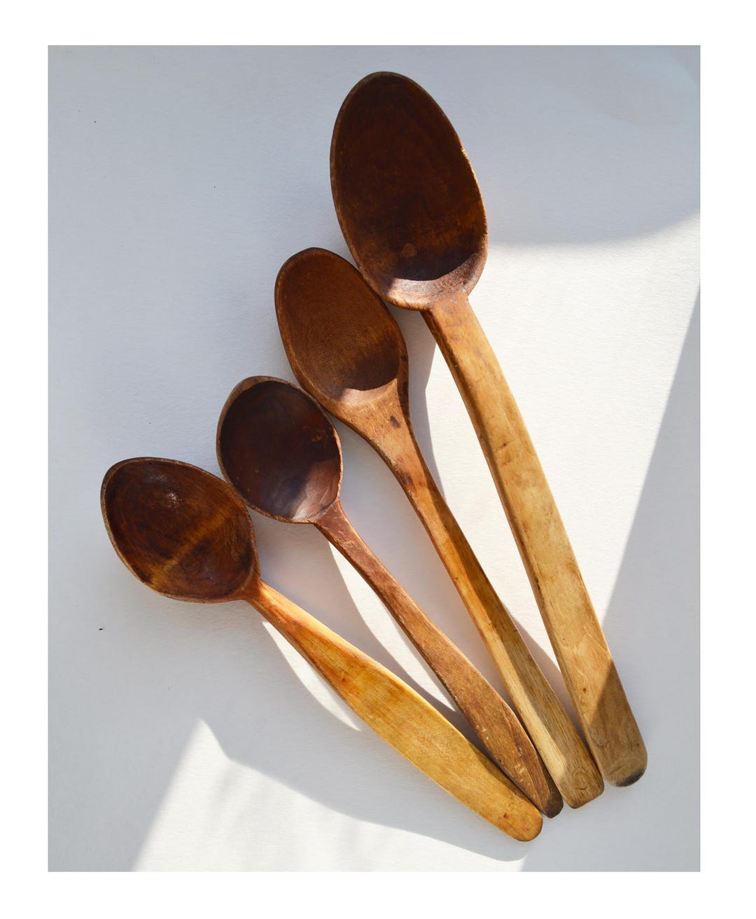 Vintage Large Wood Spoon Set of 4, Primitive Decor, Wabi Sabi Decor - Etsy