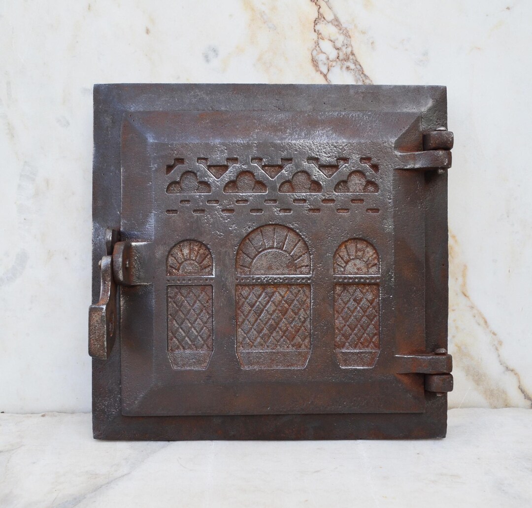 Vintage Wood Fired Oven Door, Cast Iron Stove Door - Etsy