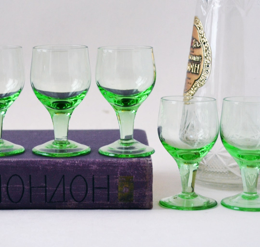 Liquor Glasses Set, Vintage Vodka Glass Set of 5 - Etsy