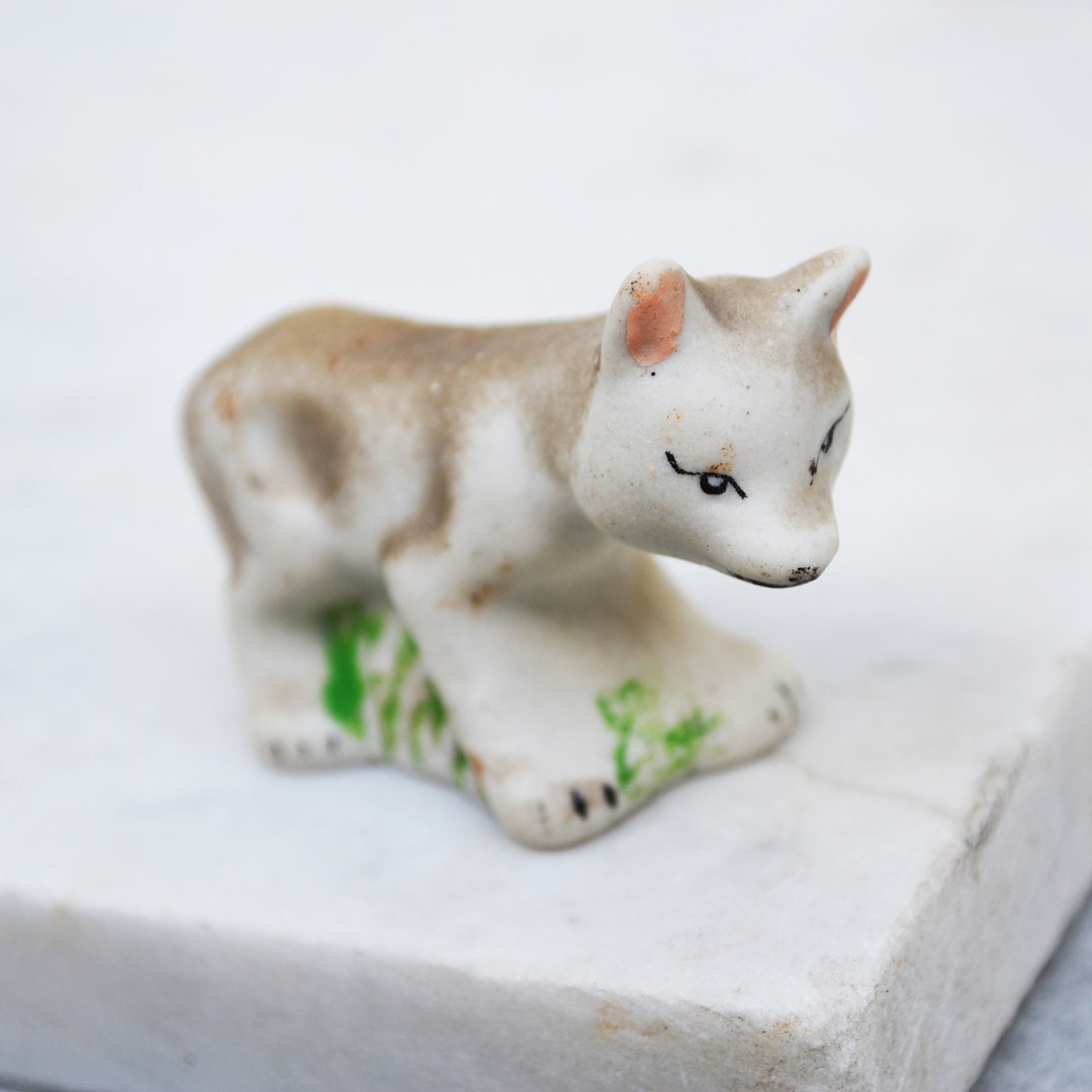 Miniature Wolf Figurine, Tiny Vintage Wolf Cub, Porcelain Animals ...