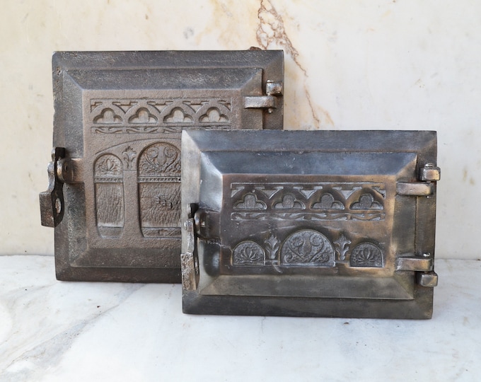 Set of 2, Antique Wood Fired Oven Doors, Cast Iron Stove Doors - Etsy
