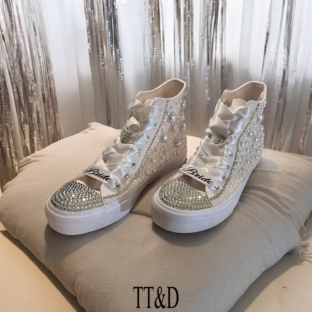 Custom Blinged Wedding High-top Sports Shoe - Etsy