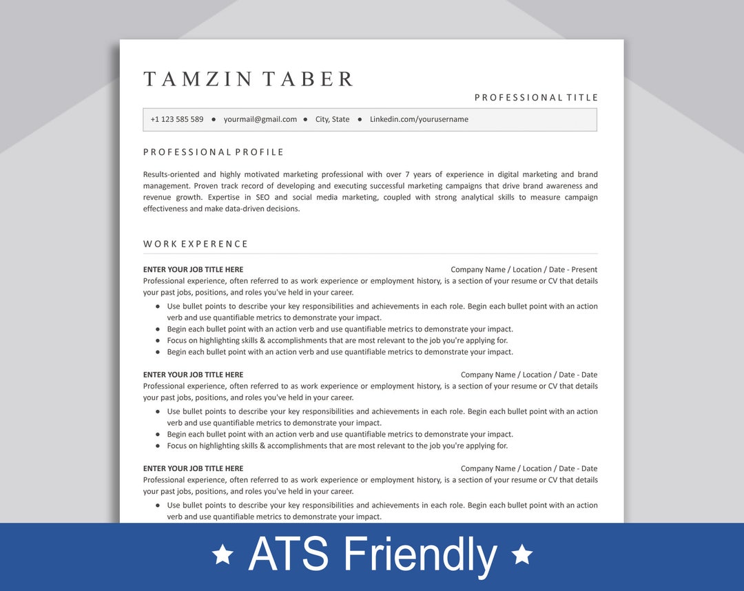 Modèle de CV convivial ATS modèle de CV ATS Word Google - Etsy France