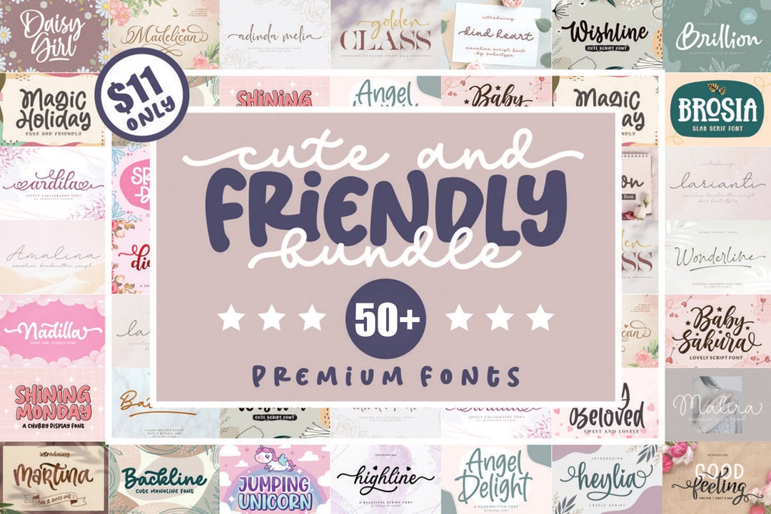 Font Bundle, Cute Font, Craft Font, Lovely Font, Font Pack, Font With ...