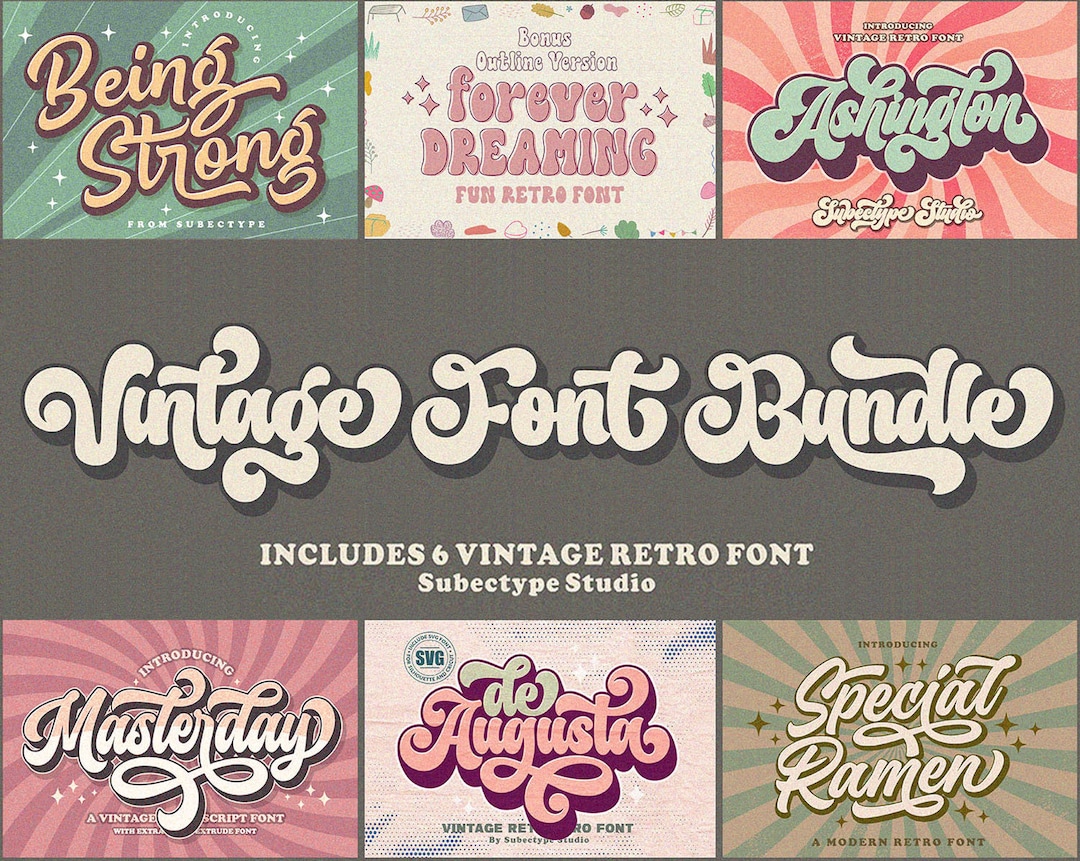 Vintage Retro Font Bundle: Groovy 70s Style (OTF, TTF, WOFF) - Etsy