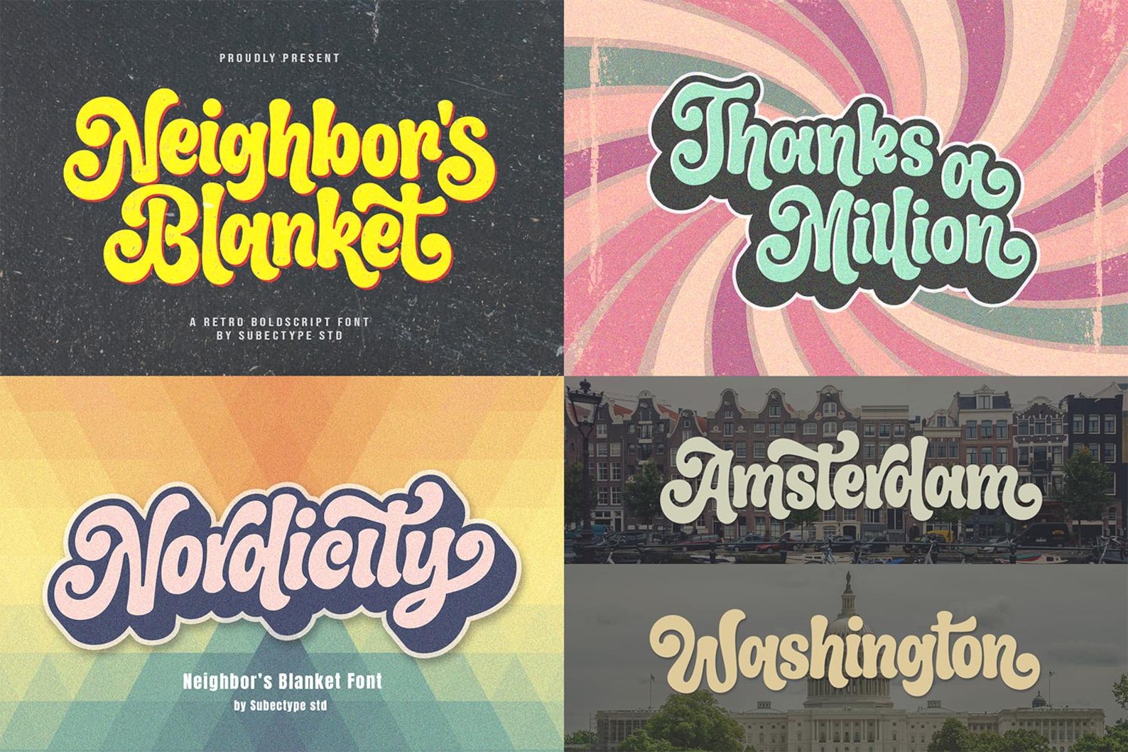 Retro Font Bundle: 6 Vintage Groovy Fonts - Etsy