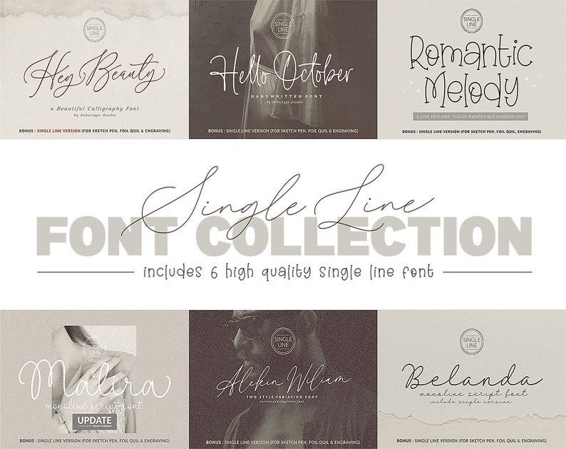 Single Line Font Bundle: Sketch, Cricut, Laser Cut Fonts - Etsy