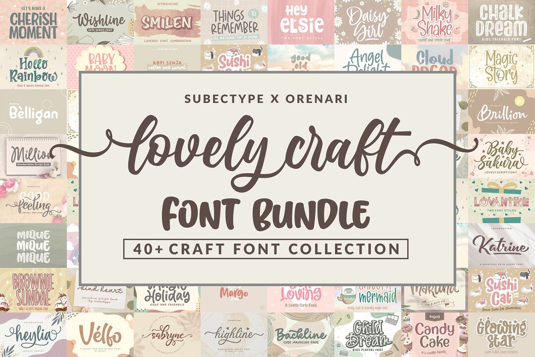 Craft Font, Font Bundle, Font Collection, Font With Heart, Lovely Font ...