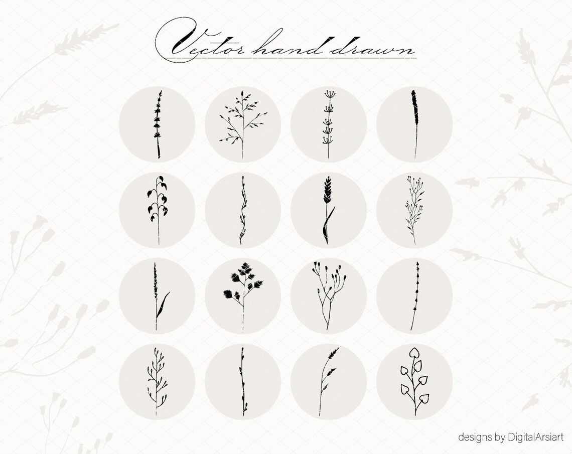 Botanical Clip Art EPS Botanical Clipart Illustration Svg | Etsy