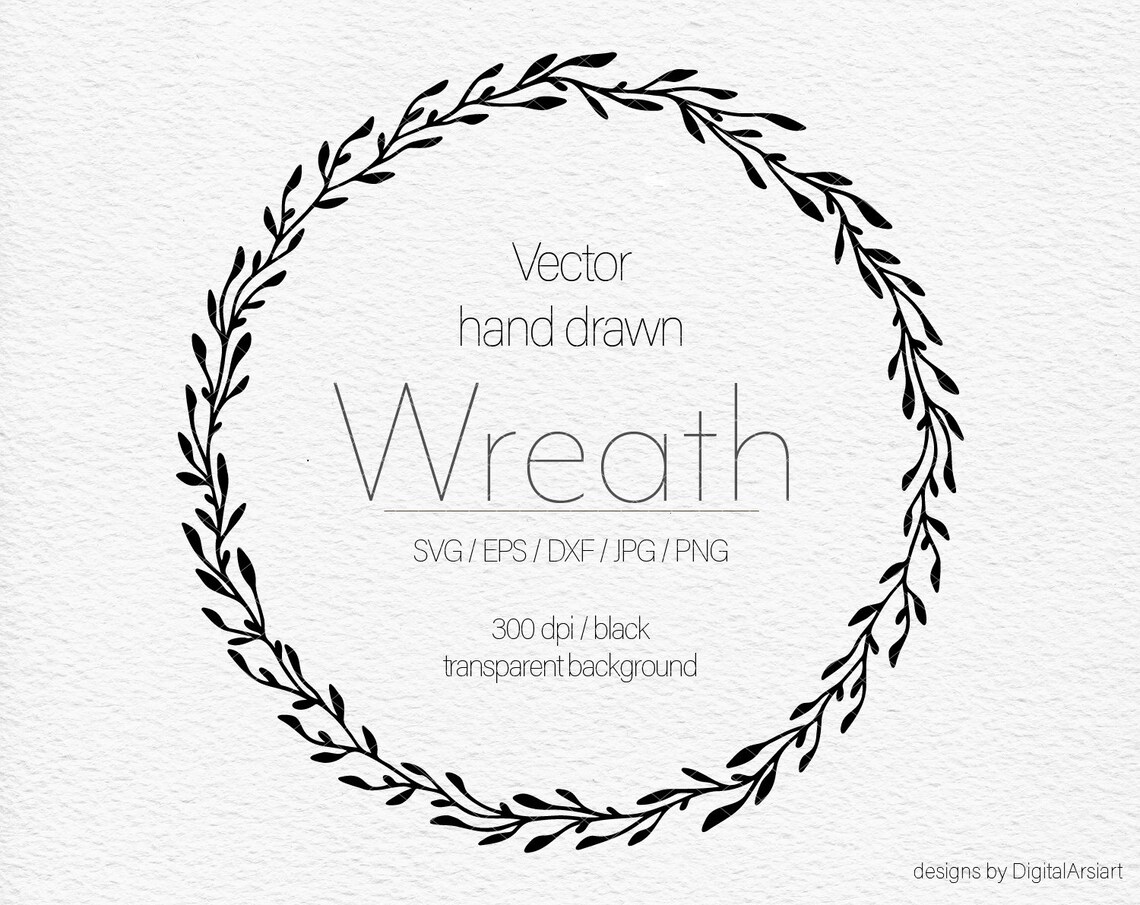 Wreath svg Wreath vector Hand drawn Simple wreath svg Floral | Etsy