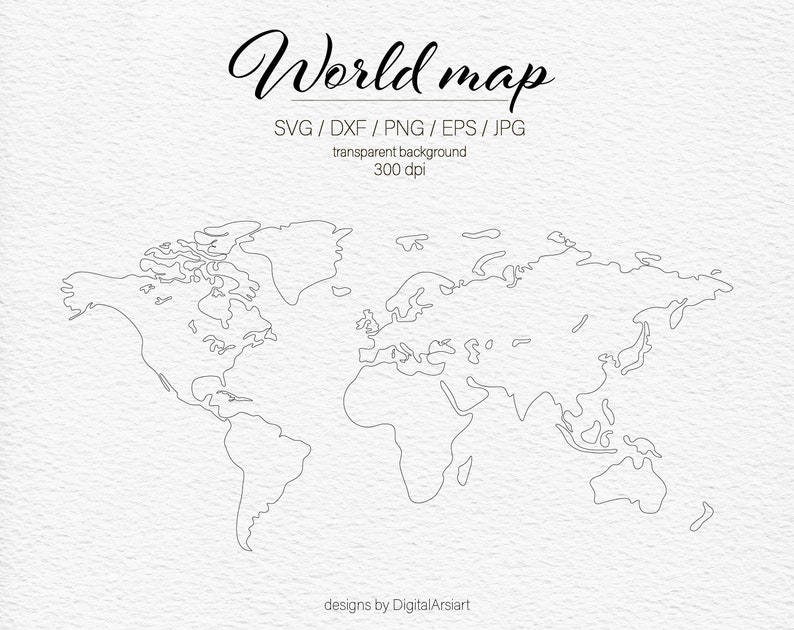 World Map Svg File Earth Svg Outline World Map World SVG - Etsy Australia