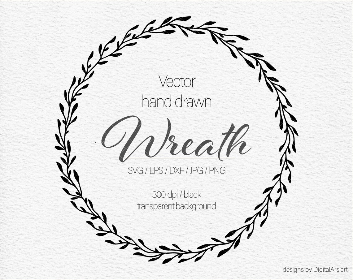 Wreath svg Wreath vector Hand drawn Simple wreath svg Floral | Etsy