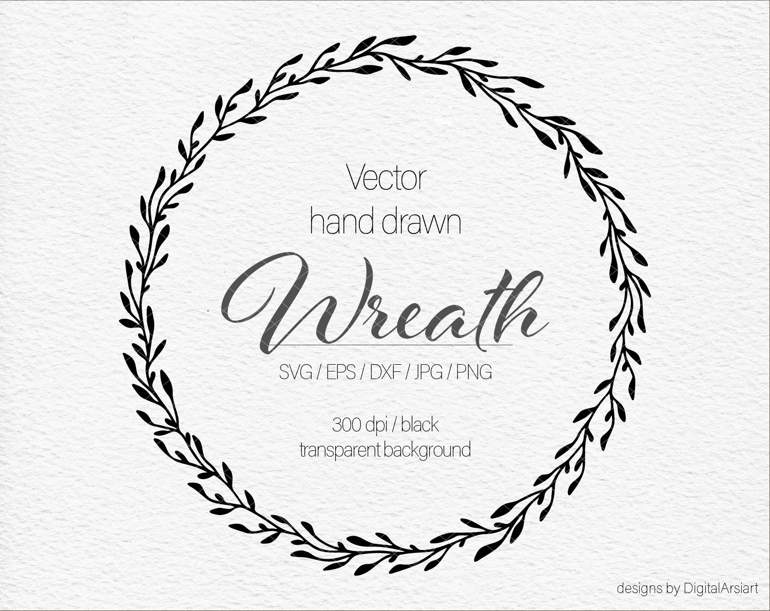 Wreath svg Wreath vector Hand drawn Simple wreath svg Floral | Etsy