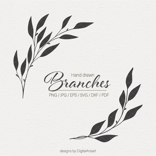 Floral Border Svg Branch Svg Vector Floral Svg File Hand Drawn - Etsy ...