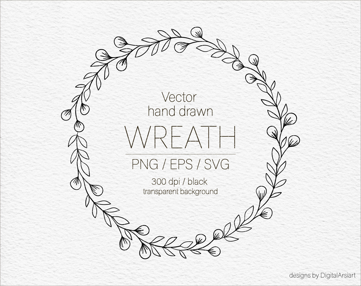Floral wreath svg Hand drawn wreath png Botanical frame svg | Etsy