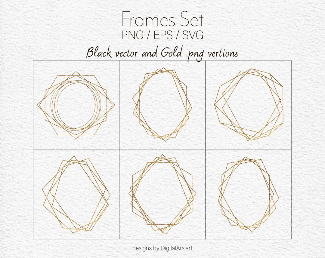 Gold Geometric Frame File Png Digital Frame Clipart Eps Vector Modern ...