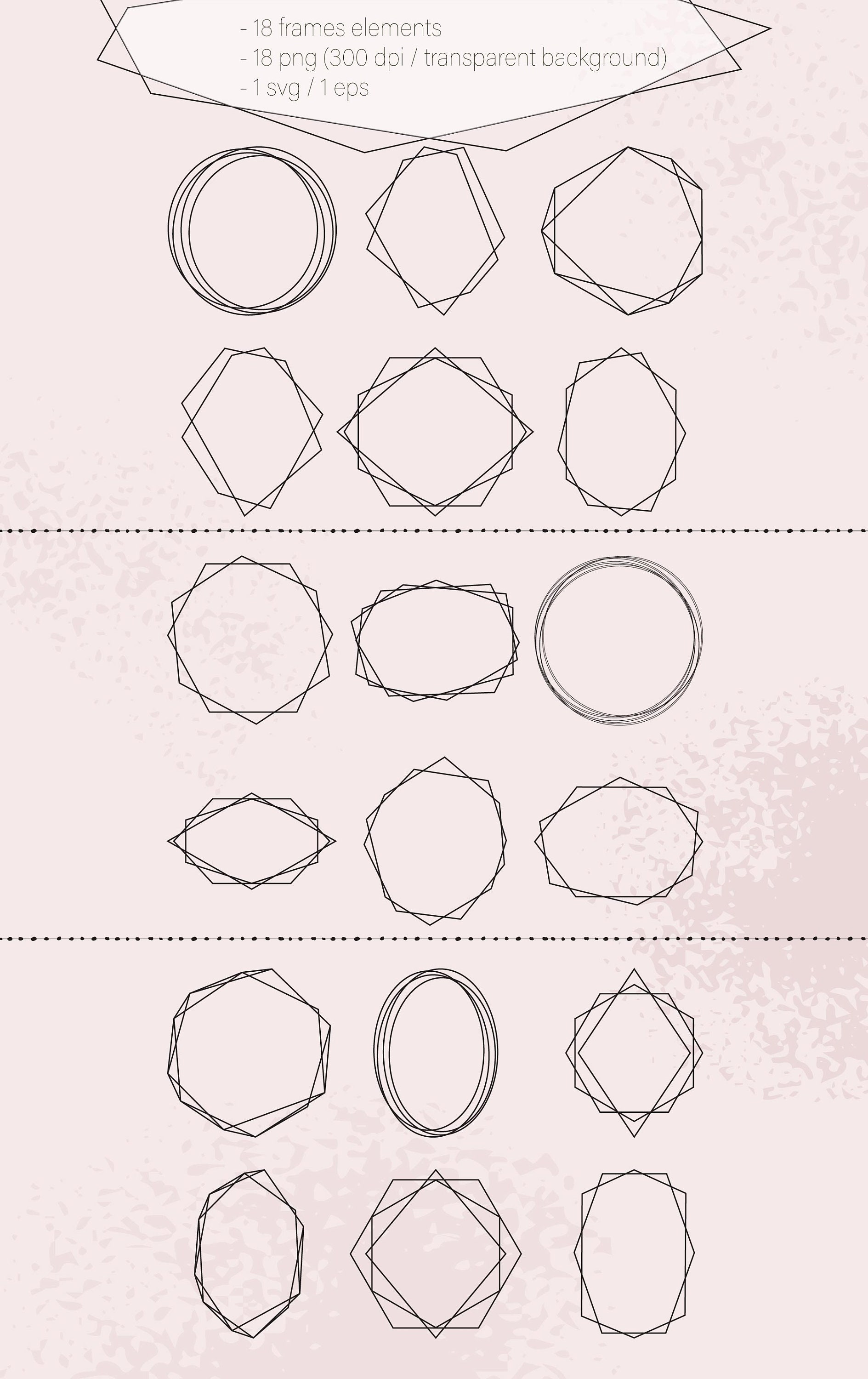 Digital Frame Clipart Geometric Frame Clipart Wedding Frames - Etsy