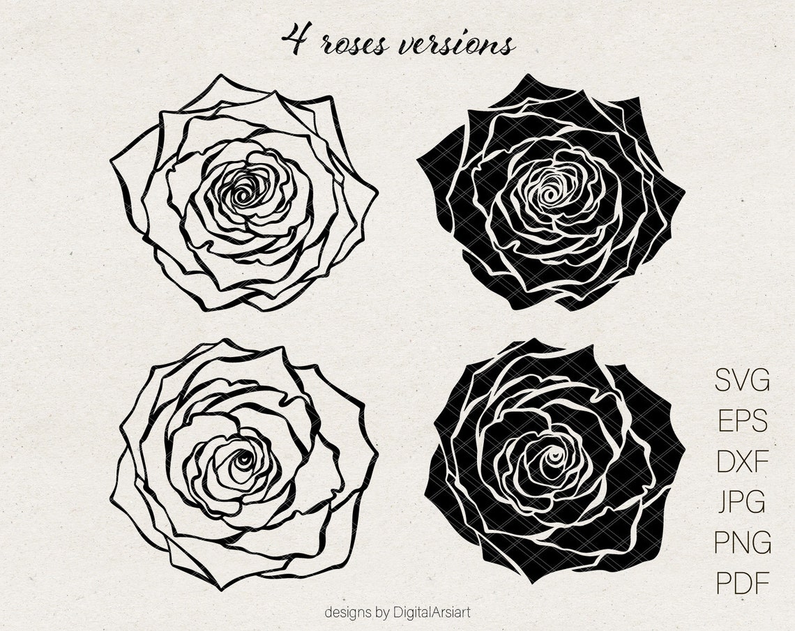 Rose Svg Cut File Flower Svg Rose Cut File Rose Outline Svg - Etsy