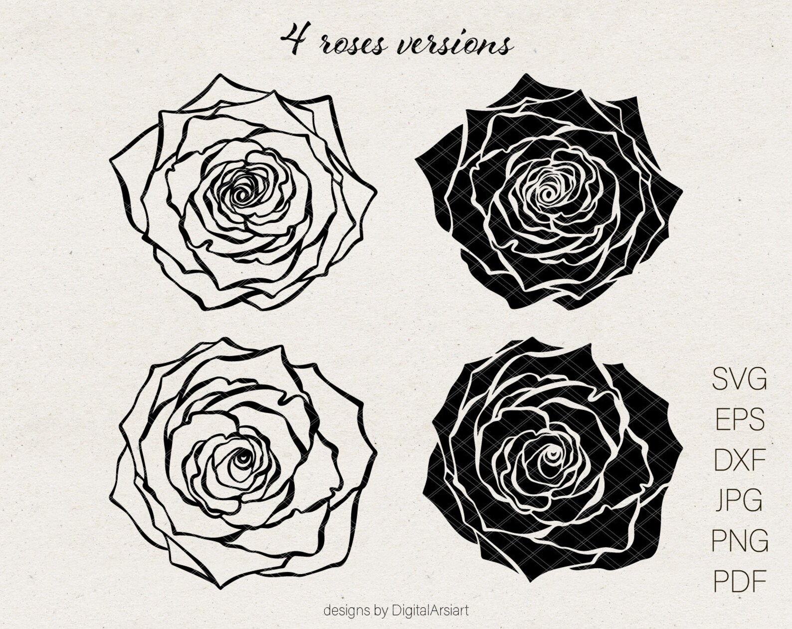 Rose Svg Cut File Flower Svg Rose Cut File Rose Outline Svg - Etsy