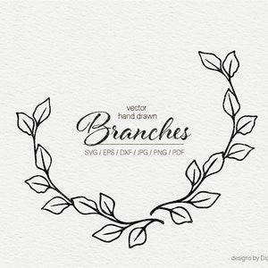 Branch Svg Floral Svg File Floral Border Svg Hand Drawn Vector Leaves ...