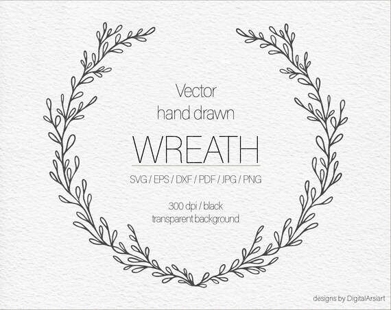 Wreath Svg Botanical Svg Wreath Hand Drawn Wreath Vector | Etsy