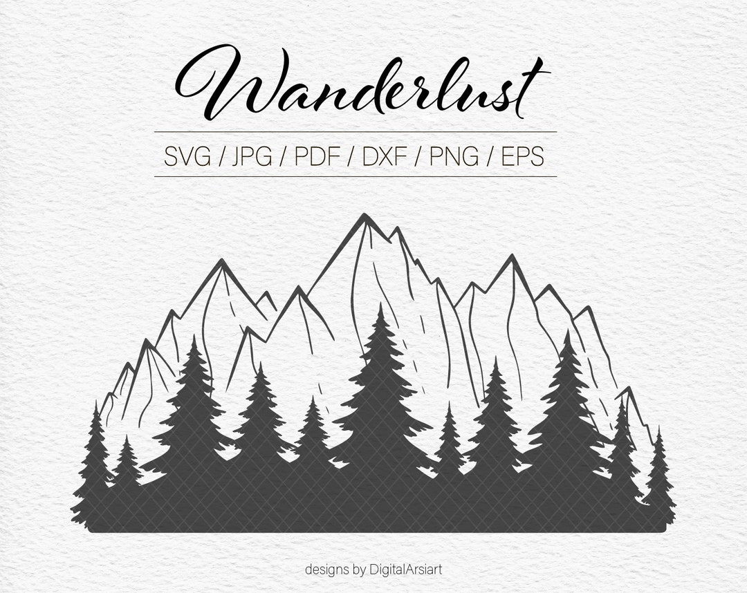 Mountain Svg Wanderlust Svg Outline Mountain Svg Сamping Outdoors ...