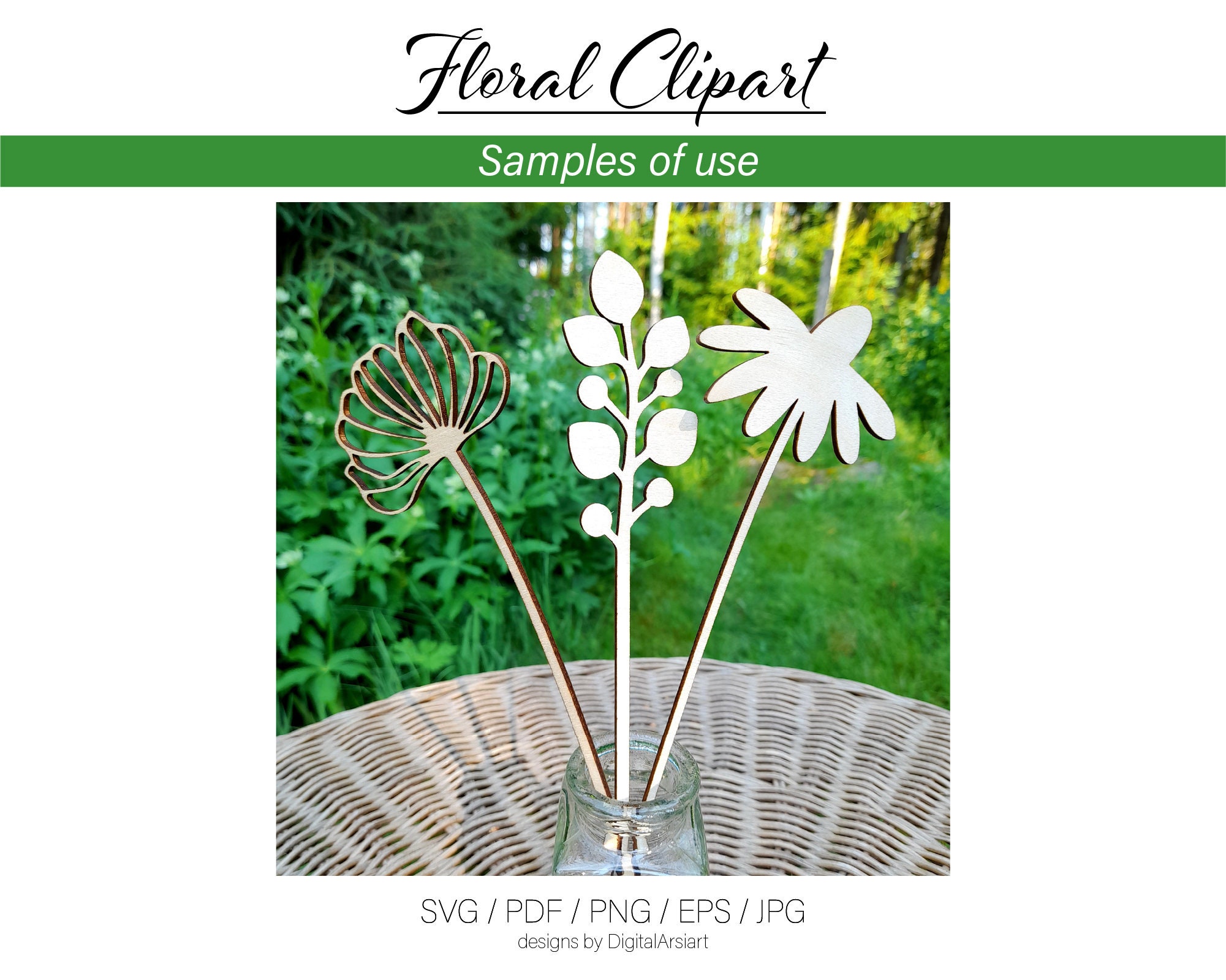 Flowers Svg Wooden Flower Cutting Files Lasercut Flower Dxf - Etsy