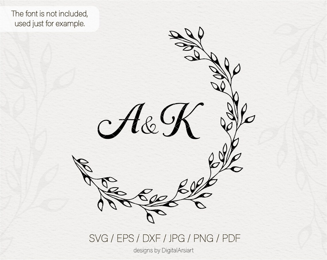 Floral Monogram Svg Organic Wreath Svg Wedding Svg Monogram - Etsy