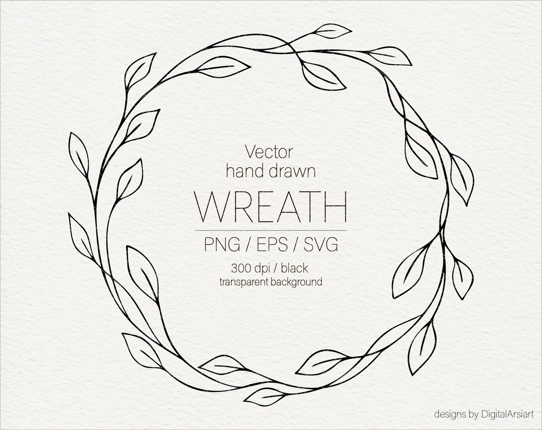 Floral Wreath Svg Floral Svg Hand Drawn Leaf Wreath Wreath Svg - Etsy