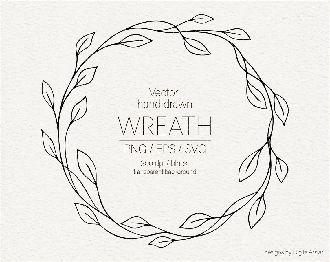 Couronne florale svg Floral svg Couronne de feuilles dessinée - Etsy France