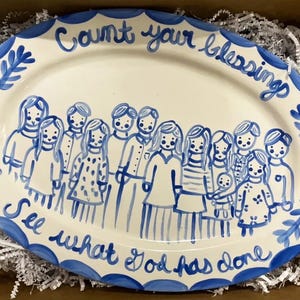Blue and White Family Portrait Platter 15” - Etsy