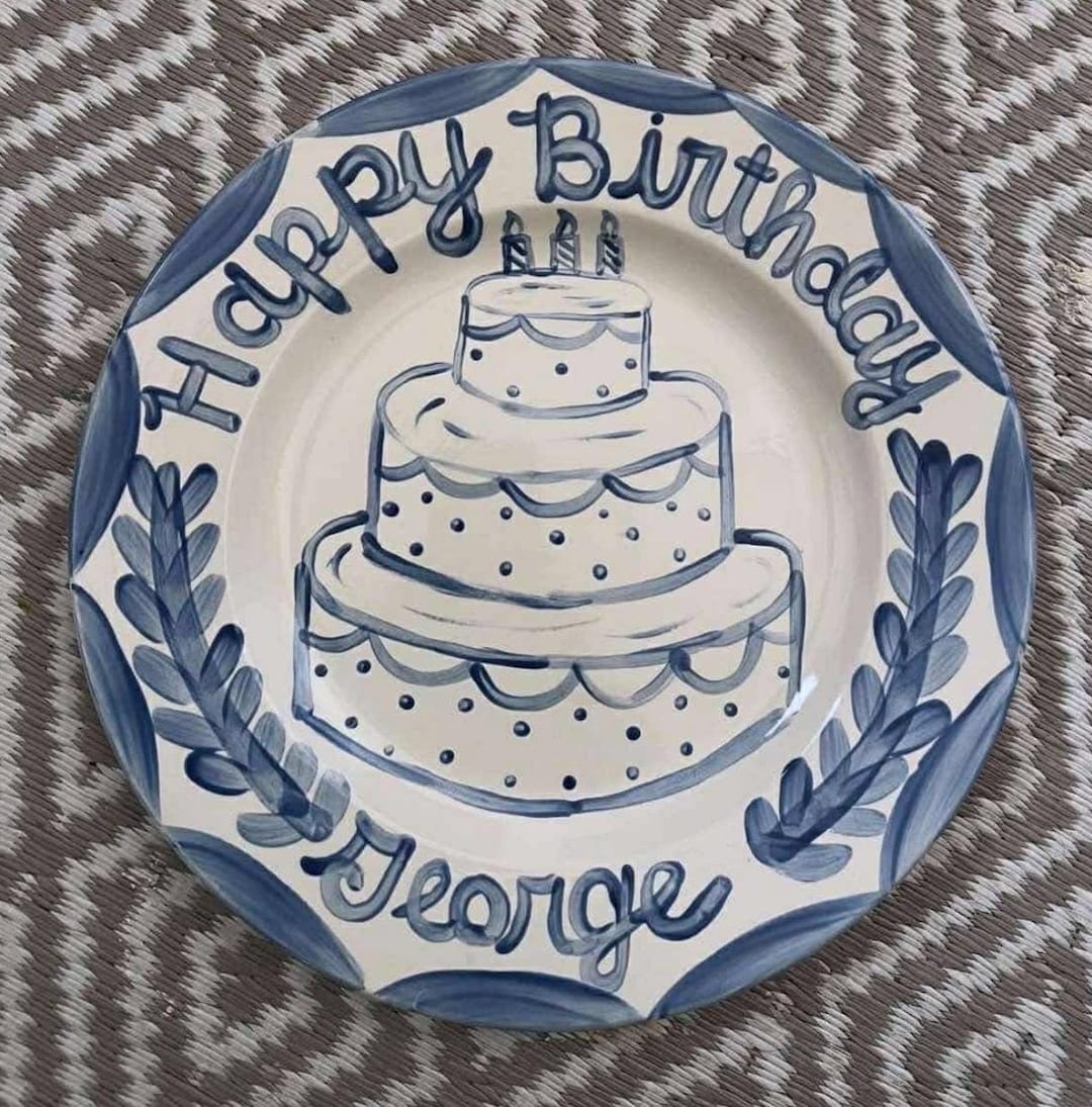 Birthday Plate With Cake 11" - Classic, Birthday Plate, Baby Shower ...
