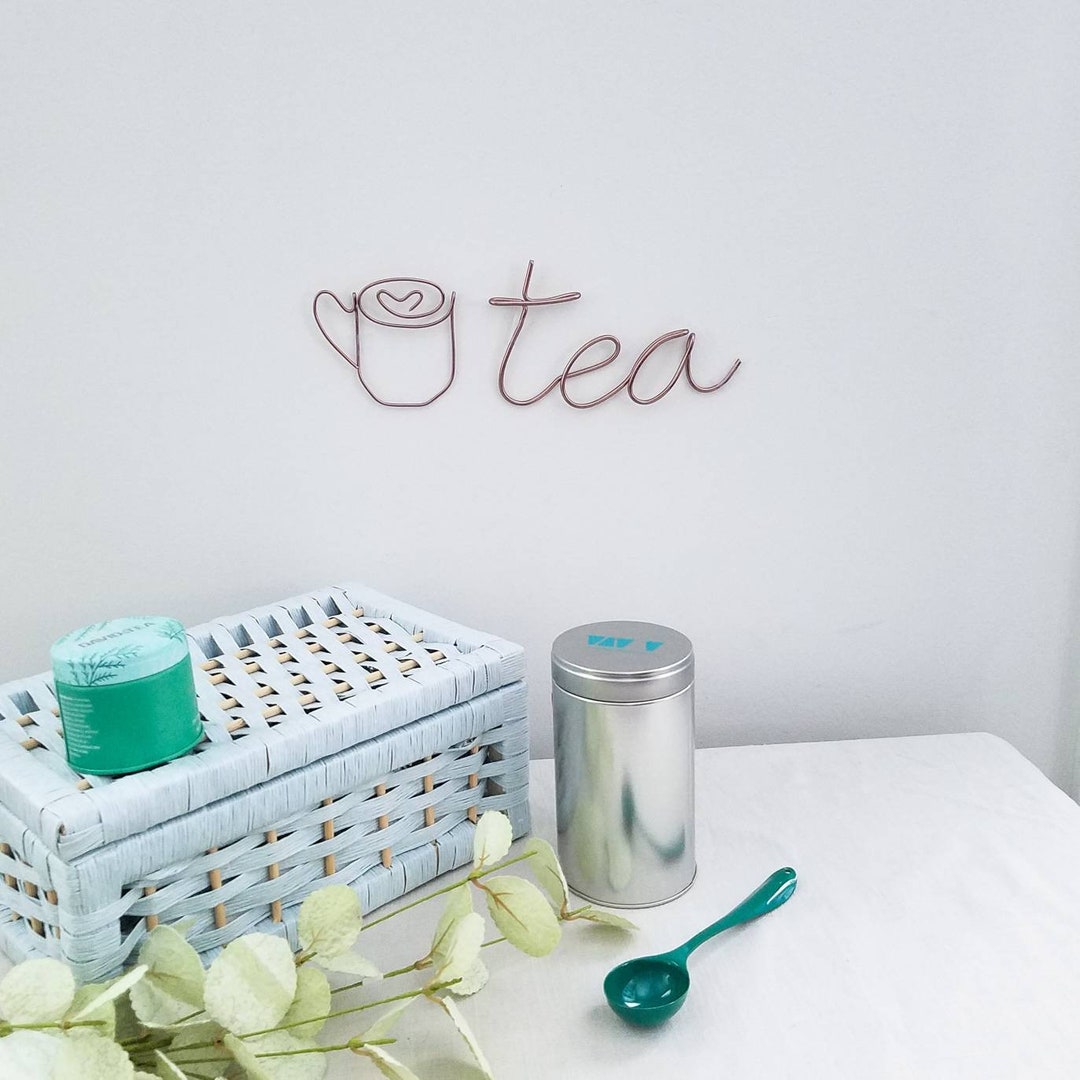 Tea Sign With Cup - Wire Words Handmade [tea Sign - Kitchen Decor ...