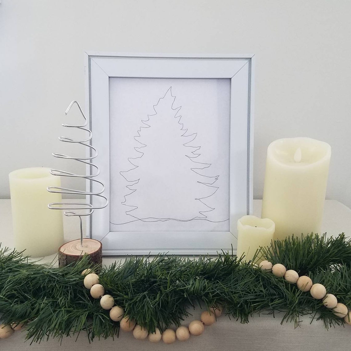 Winter tree line art hand drawn botanical printable tree | Etsy