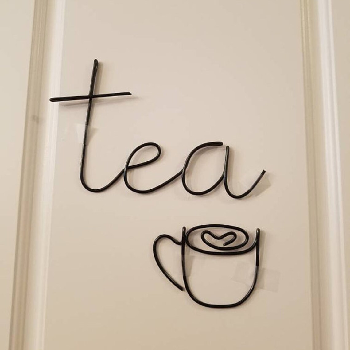 Tea Sign With Cup Wire Words Handmade tea Sign Kitchen - Etsy