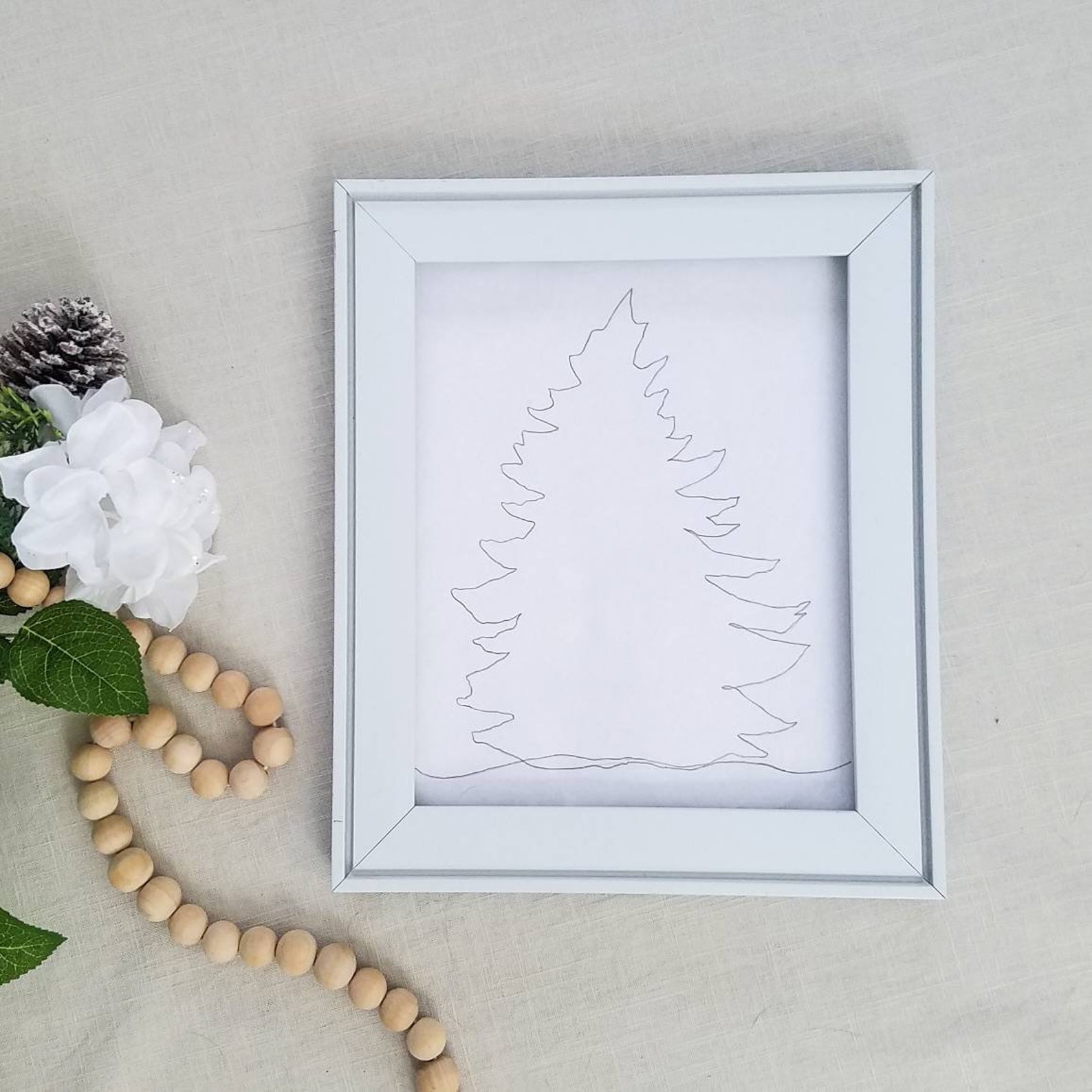 Winter Tree Line Art Hand Drawn Botanical Printable Tree | Etsy