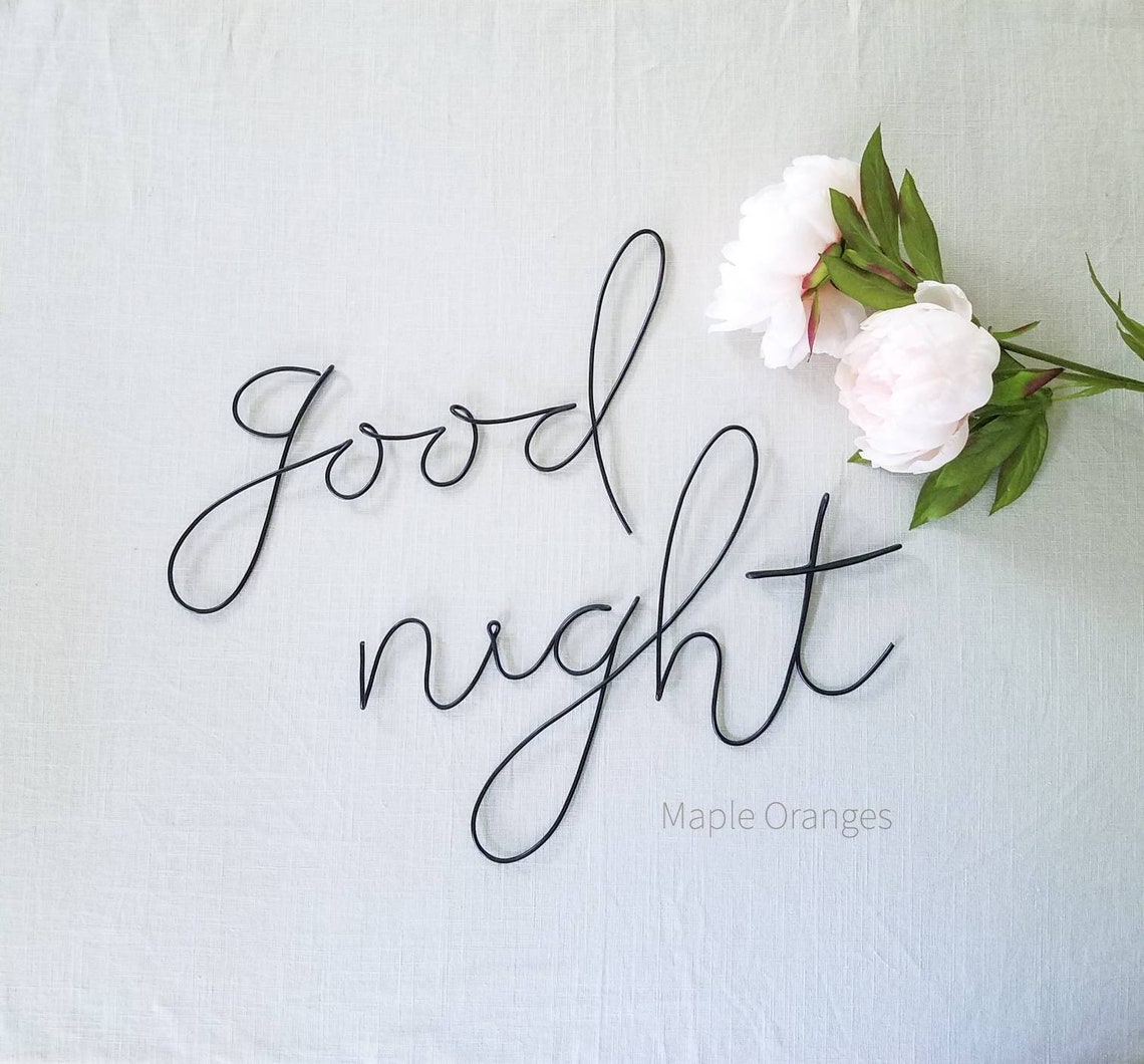 Goodnight Sign Wire Words design 1 bedroom Sign Headboard | Etsy