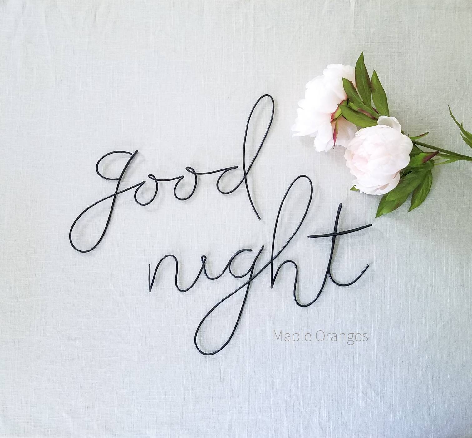 Goodnight Sign Wire Words design 1 bedroom Sign Headboard | Etsy