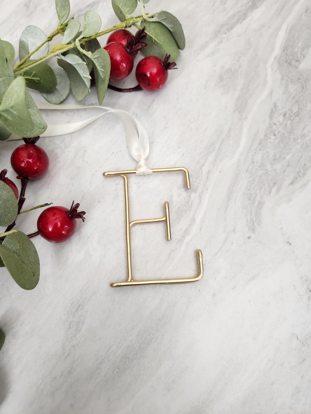 Wire Initial Ornament. Personalized Ornament. Stocking Tag. Letter Ornament. Christmas Initial ...