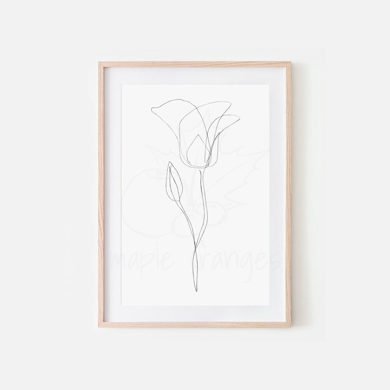 Poppy Line Art - Etsy