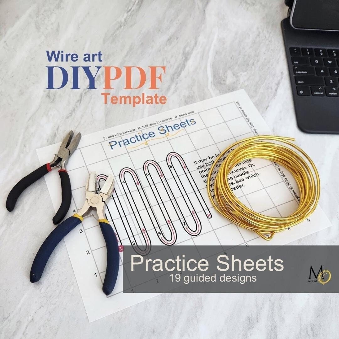 Wire Art Template Practice Sheets. Knitted Wire Art Template. Wire Art ...