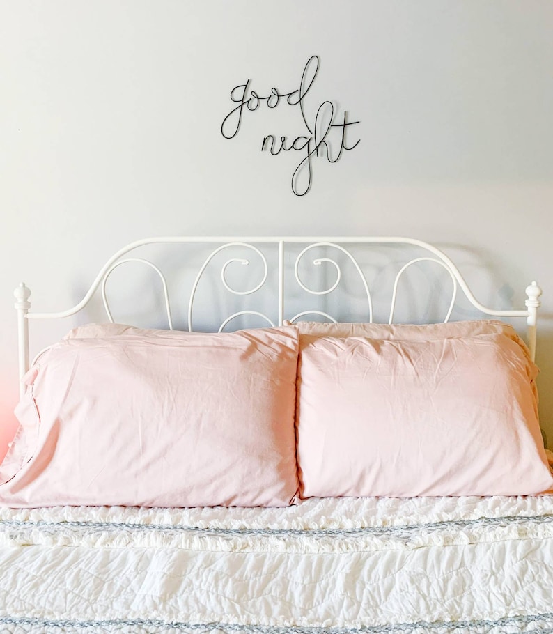 Goodnight Sign Wire Words design 1 bedroom Sign Headboard - Etsy