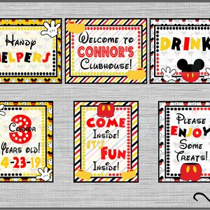 INSTANT DOWNLOAD Mickey Signs EDITABLE Mouse Signs Mickey Birthday ...