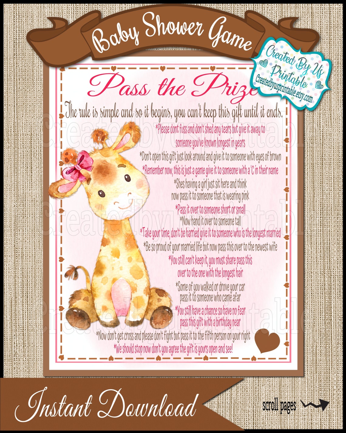 Giraffe Baby Shower Games Printable Game Bundle Package Baby - Etsy