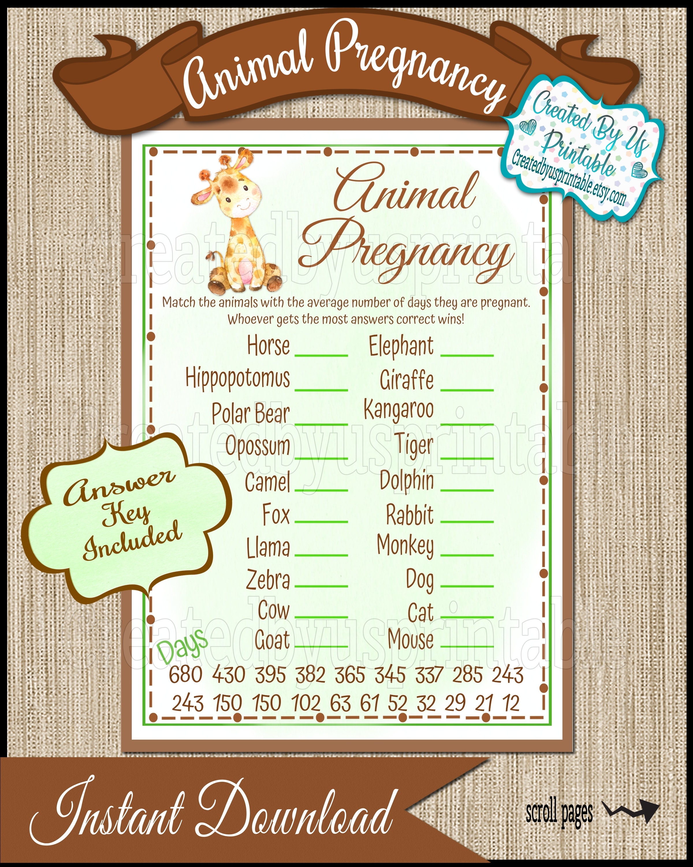 Giraffe Baby Shower Games Printable Game Bundle Package Baby Giraffe ...