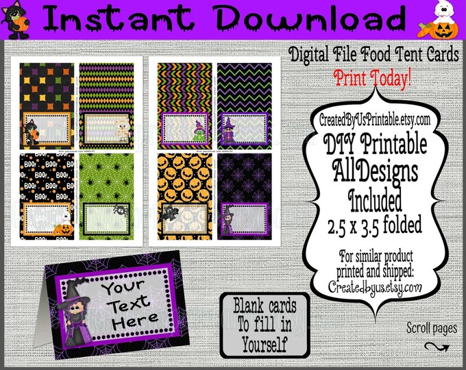 Halloween Candy Buffet Cards: Printable Food Label Tents (instant ...
