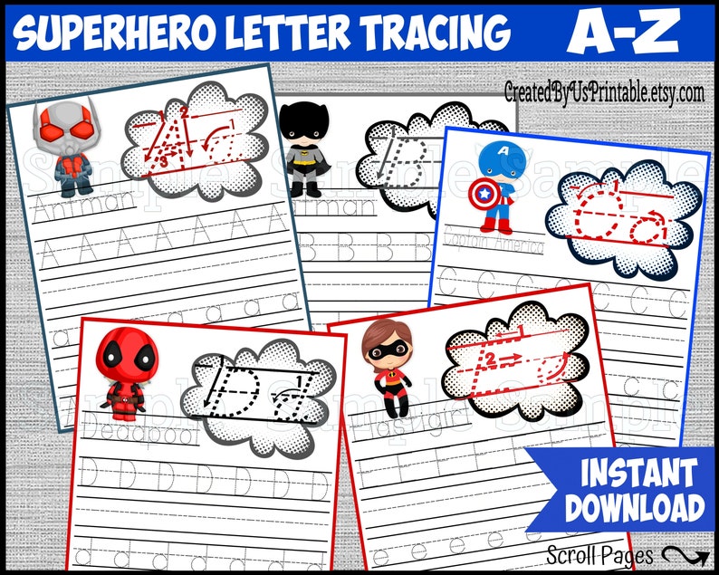26 Alphabet Superhero Phonics Superhero A-Z Trace Worksheet | Etsy