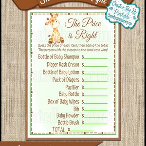 Giraffe Baby Shower Games Printable Game Bundle Package Baby Giraffe ...
