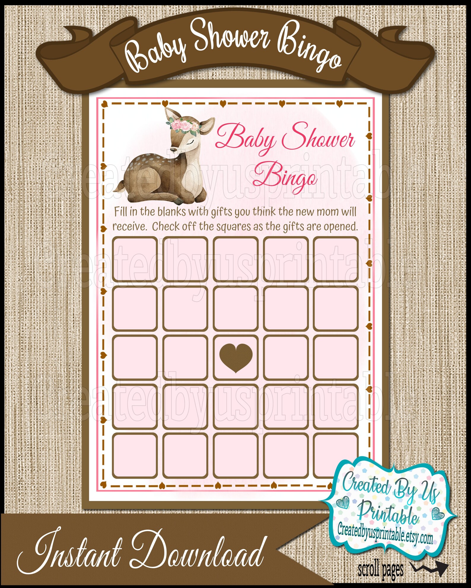Deer Baby Shower Games Printable Game Bundle Package Baby Deer | Etsy